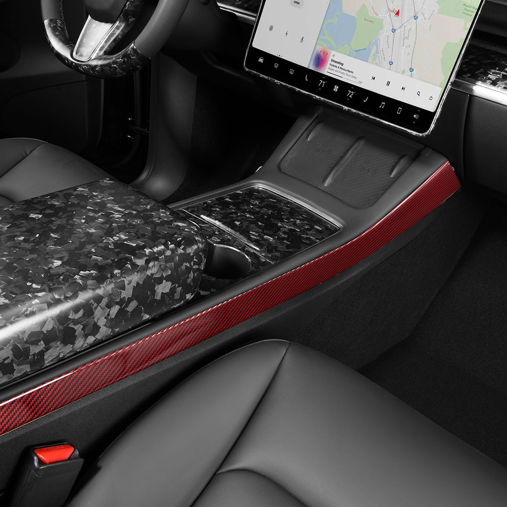 Tesla Model 3 / Y Centre Console Side Panel Caps-REAL MOLDED CARBON FI ...